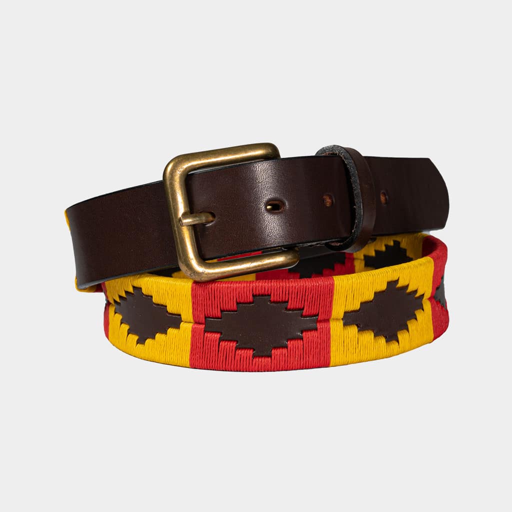 Spanish flag belt in cowhide leather Regaliz Funwear