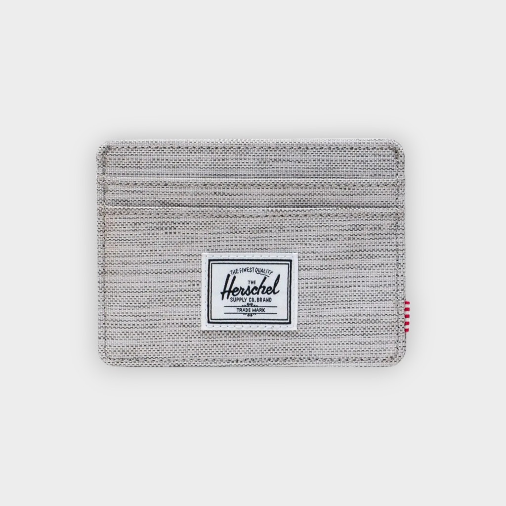 Tarjetero Herschel Charlie grey crosshatch | Regaliz Funwear